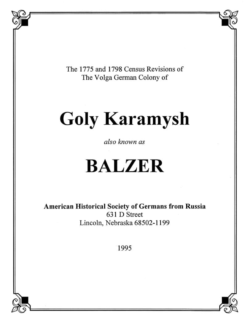 Census Lists Products - American Historical Society of Germans from Russia